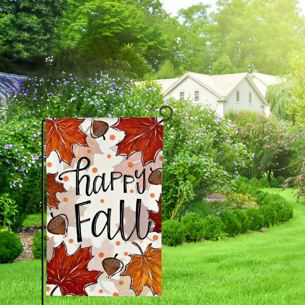 Happy Fall Garden Flags for Outside, Double Sided Maple Leaf ...