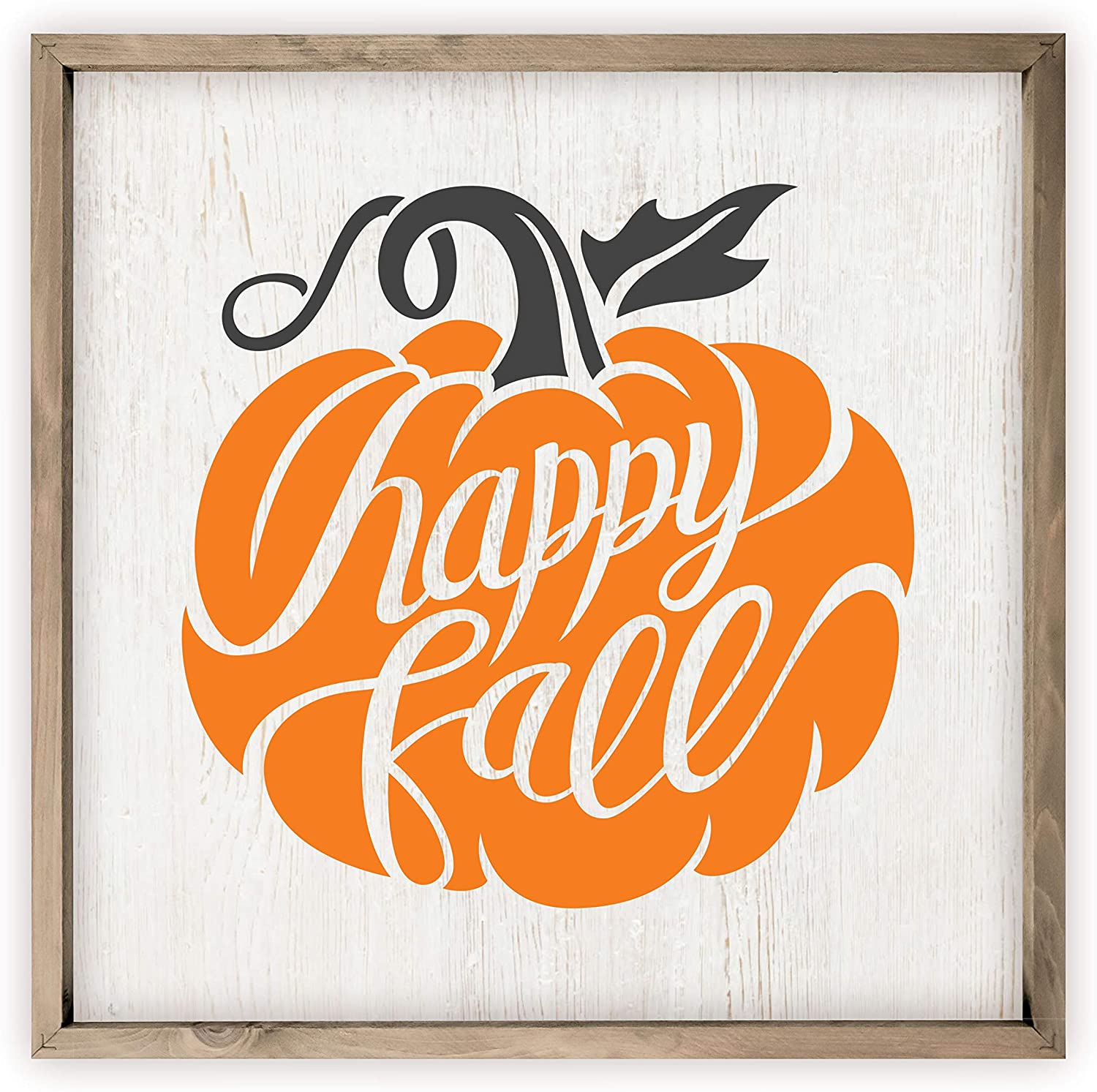 Happy Fall Pumpkin Rustic Wood Sign 12x12 (Frame Included) - Walmart.com
