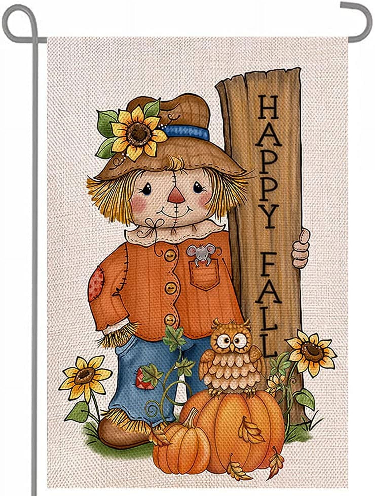 Happy Fall Pumpkin Scarecrow Double Sided Garden Flags, Seasonal ...