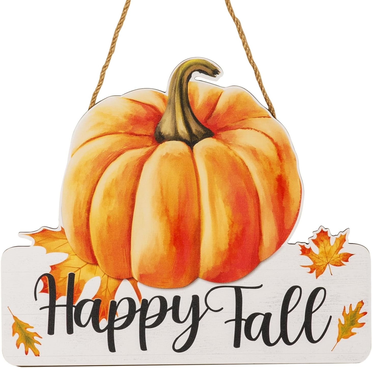Happy Fall Pumpkin Wooden Sign Decor Front Door Hanging Rustic Floral ...
