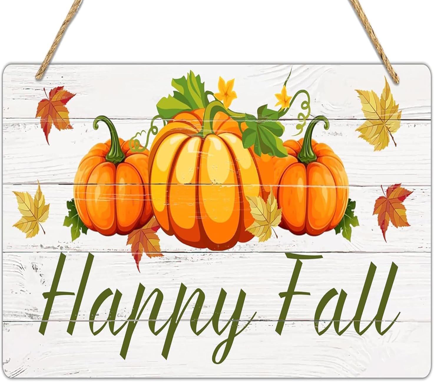 Happy Fall Pumpkin Wooden Sign Decor Front Door Rustic Floral Autumn ...