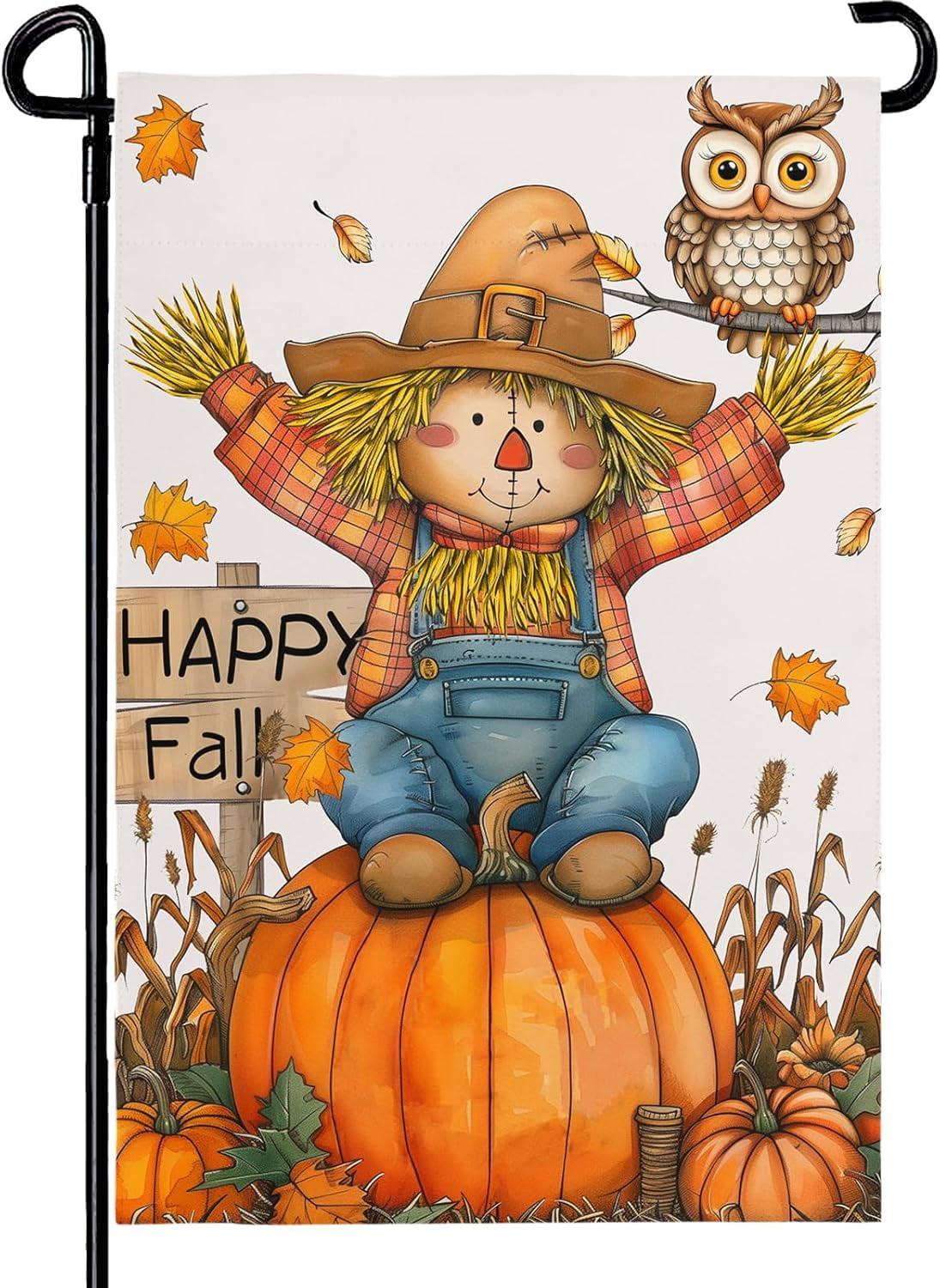 Happy Fall Pumpkins Scarecrow Garden Flags Double Sided Burlap Autumn ...