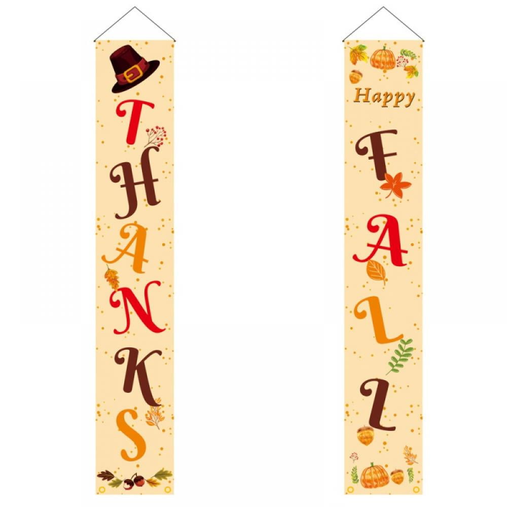 Happy Fall Thankful Porch Sign Autumn Harvest Yard Banner Home House ...