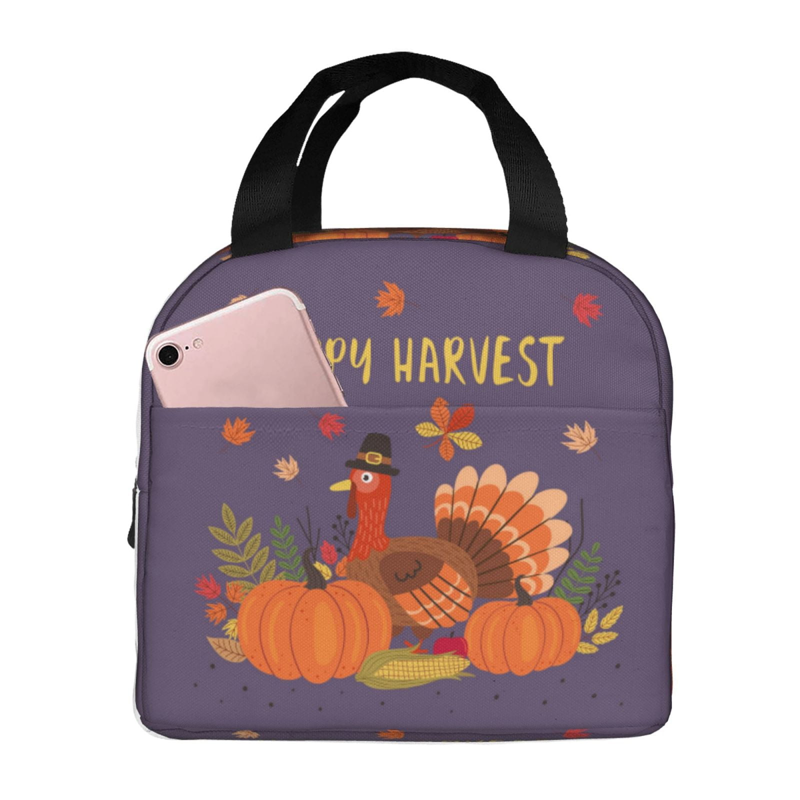 Happy Fall Thanksgiving Turkey Harvest Lunch Bag Insulated with Pocket ...
