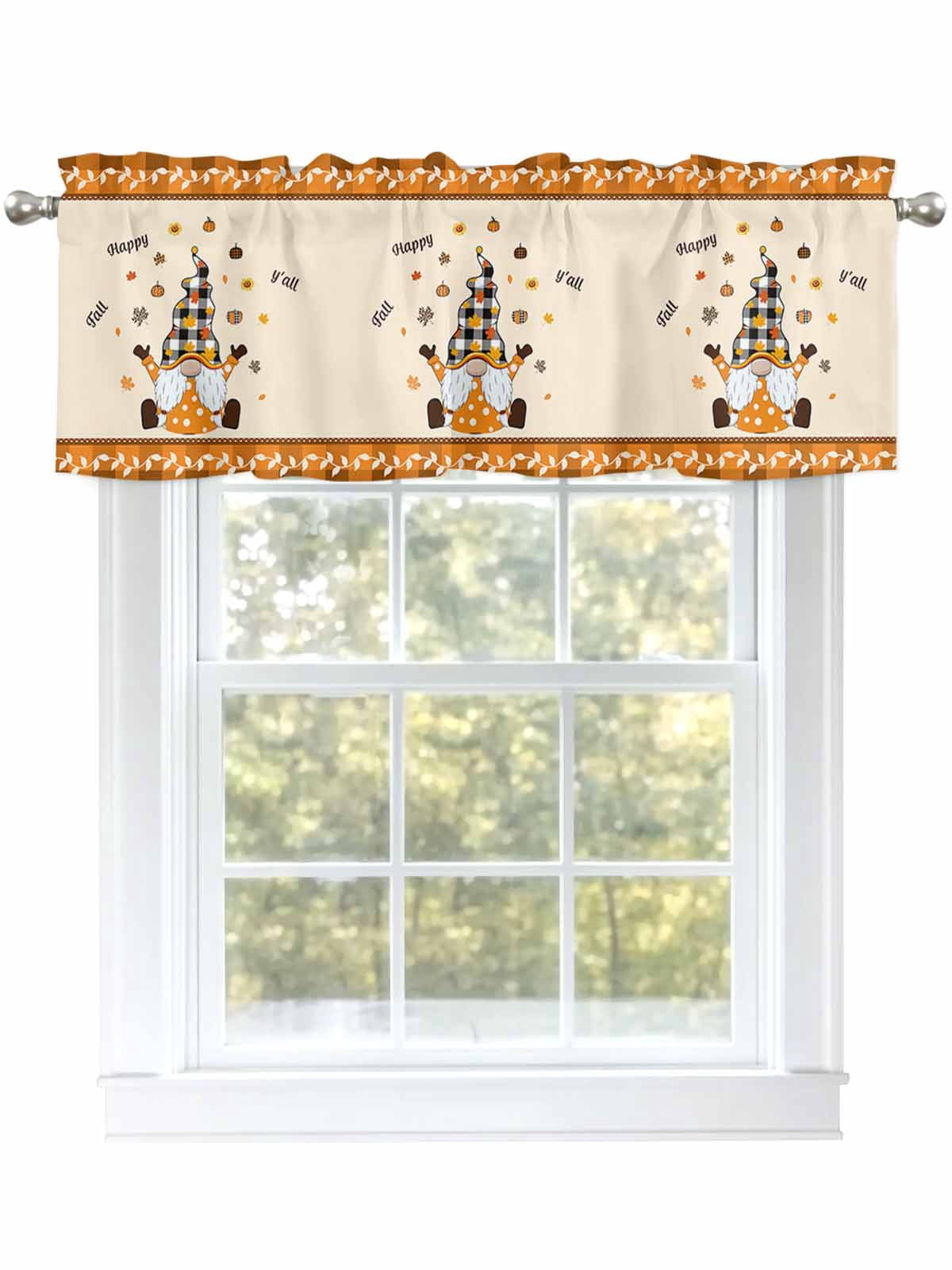 Happy Fall Valances for Windows Y'all Gnome with Maple Leaves Hats ...