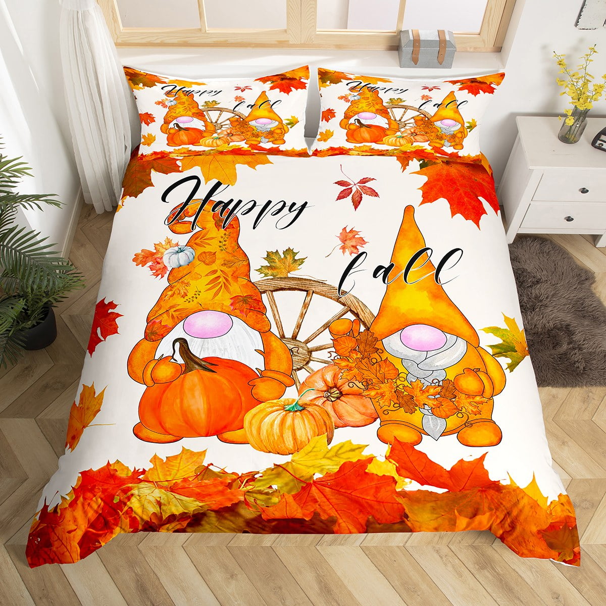Happy Fall Y'All Bedding Set King, Fall Pumpkin Gnome Duvet Cover ...