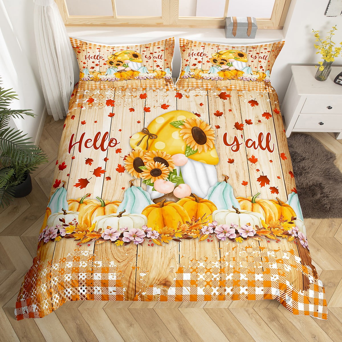 Happy Fall Y'All Bedding Set Twin Size Thanksgiving Day Gifts Duvet ...