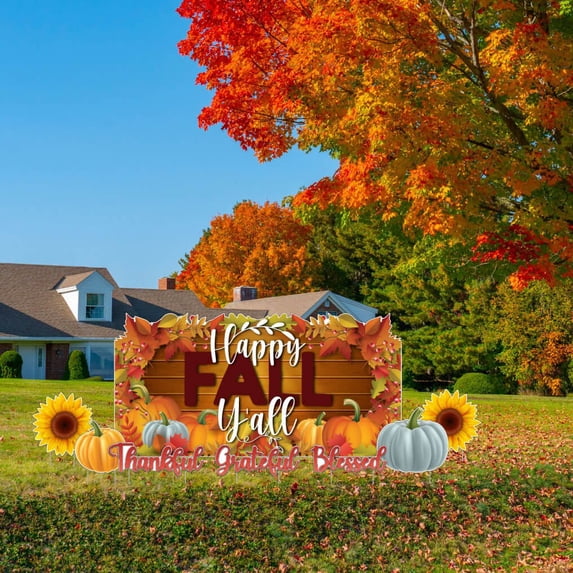 Fall Festival Yard Sign, Happy Fall Y'All Jumbo Lawn Signs 8 piece set ...