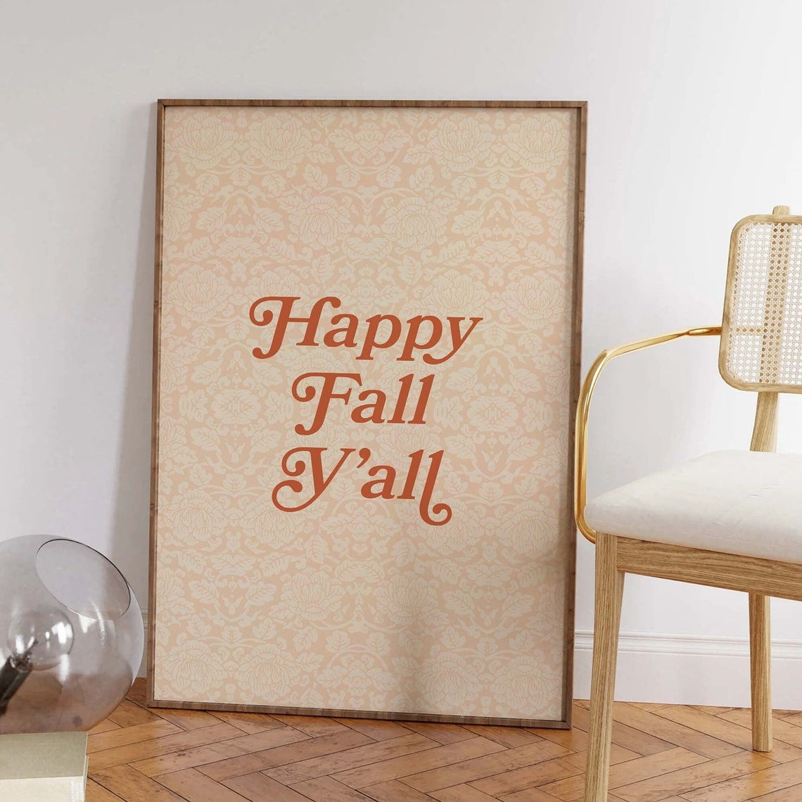 Happy Fall Y All Poster Wall Vintage Pattern Autumn Art Decor Poster ...