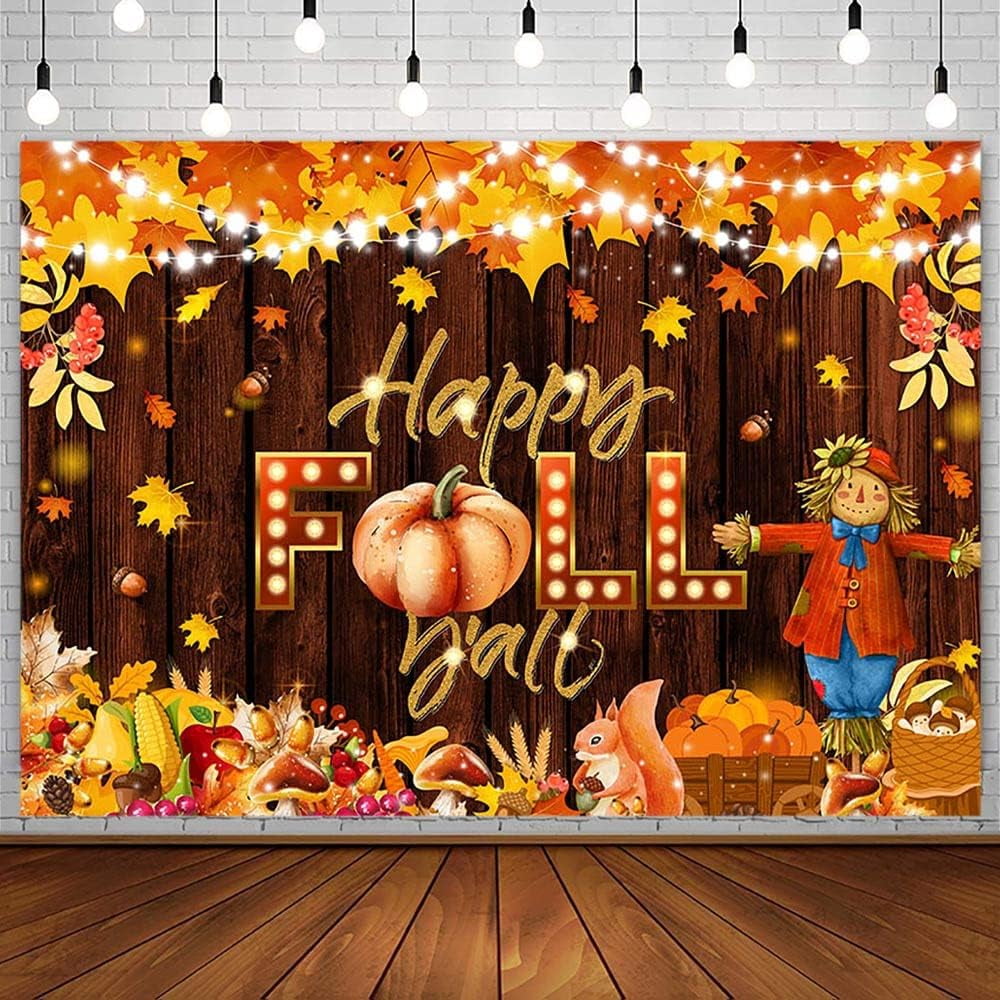Happy Fall Y'all Backdrop Autumn Harvest Holiday Thanksgiving Happy ...