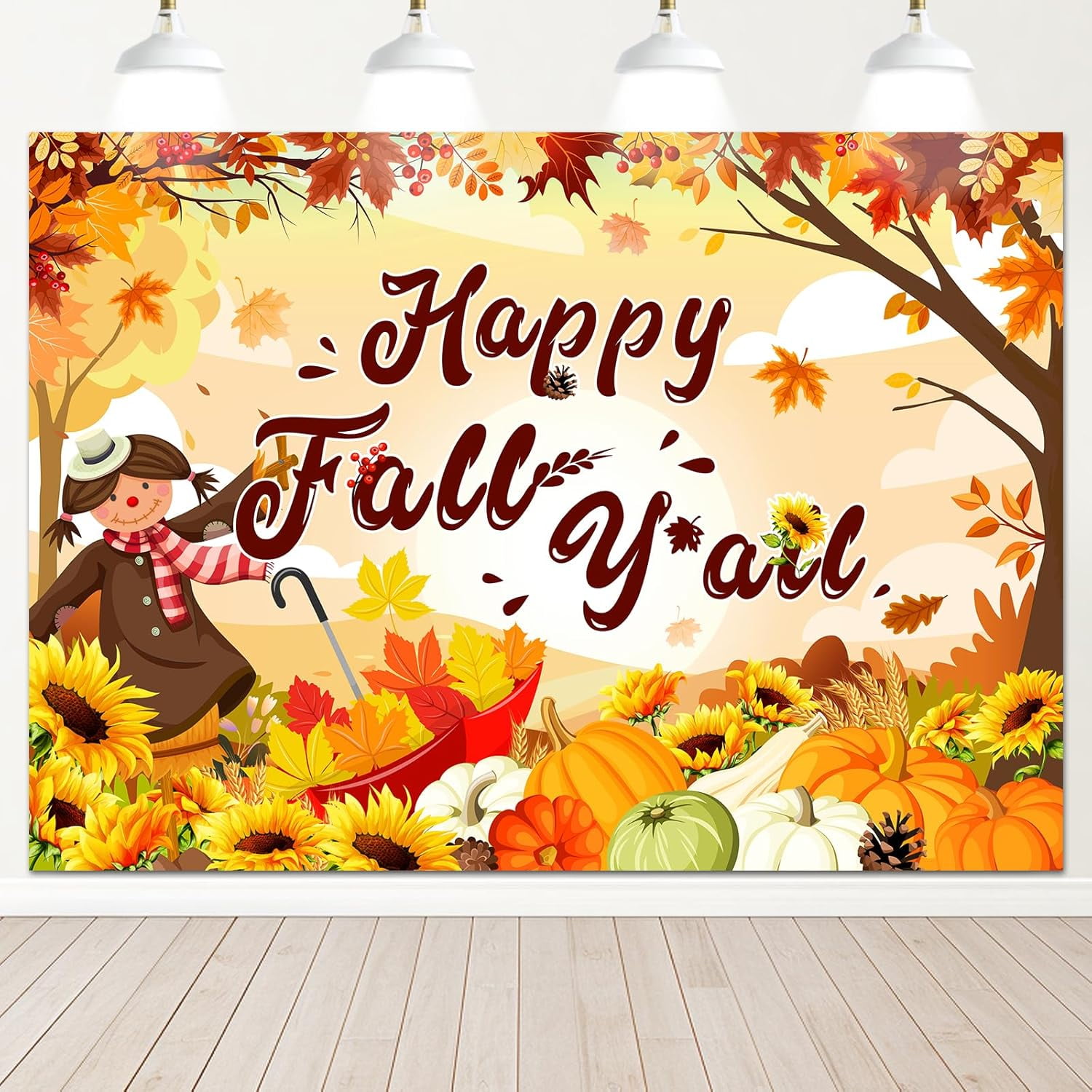 Happy Fall Y'all Backdrop Autumn Scarecrow Harvest Photography ...