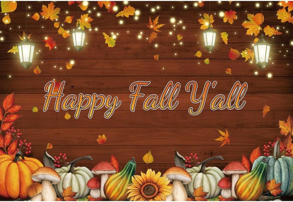 Happy Fall Y'all Backdrop Rustic Wooden Plank Pumpkin Autumn Harvest ...