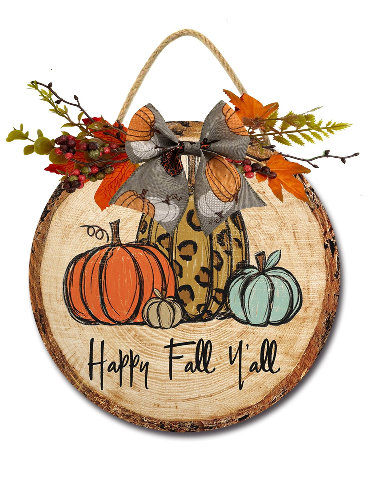 Happy Fall Y'all Front Door Sign Funny Wreaths Hanging Wooden Plaque ...