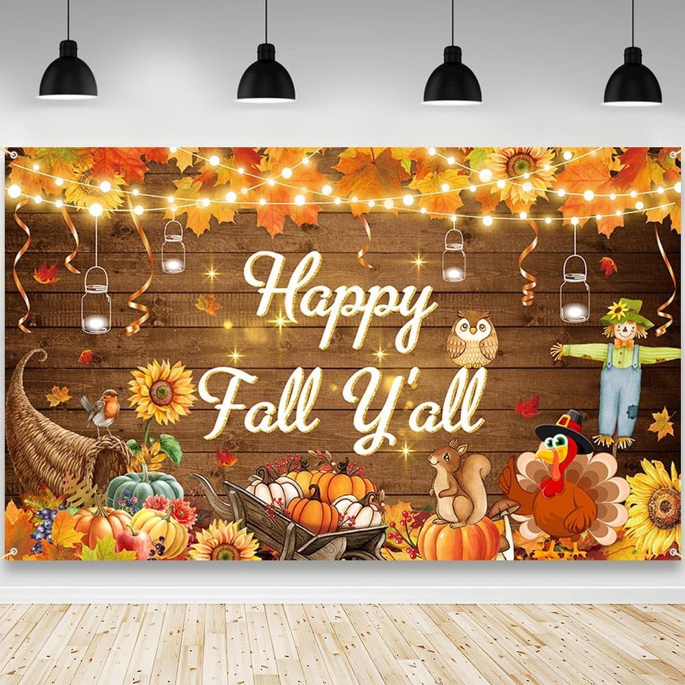 Happy Fall Y'all Pretty Backdrop Thanksgiving Photography Background ...