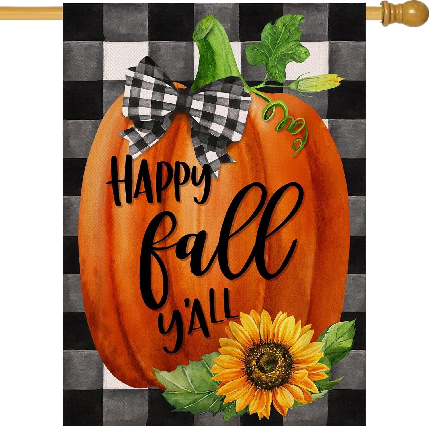 Happy Fall Y''all Pumpkin Decorative Burlap House Flag, Autumn ...