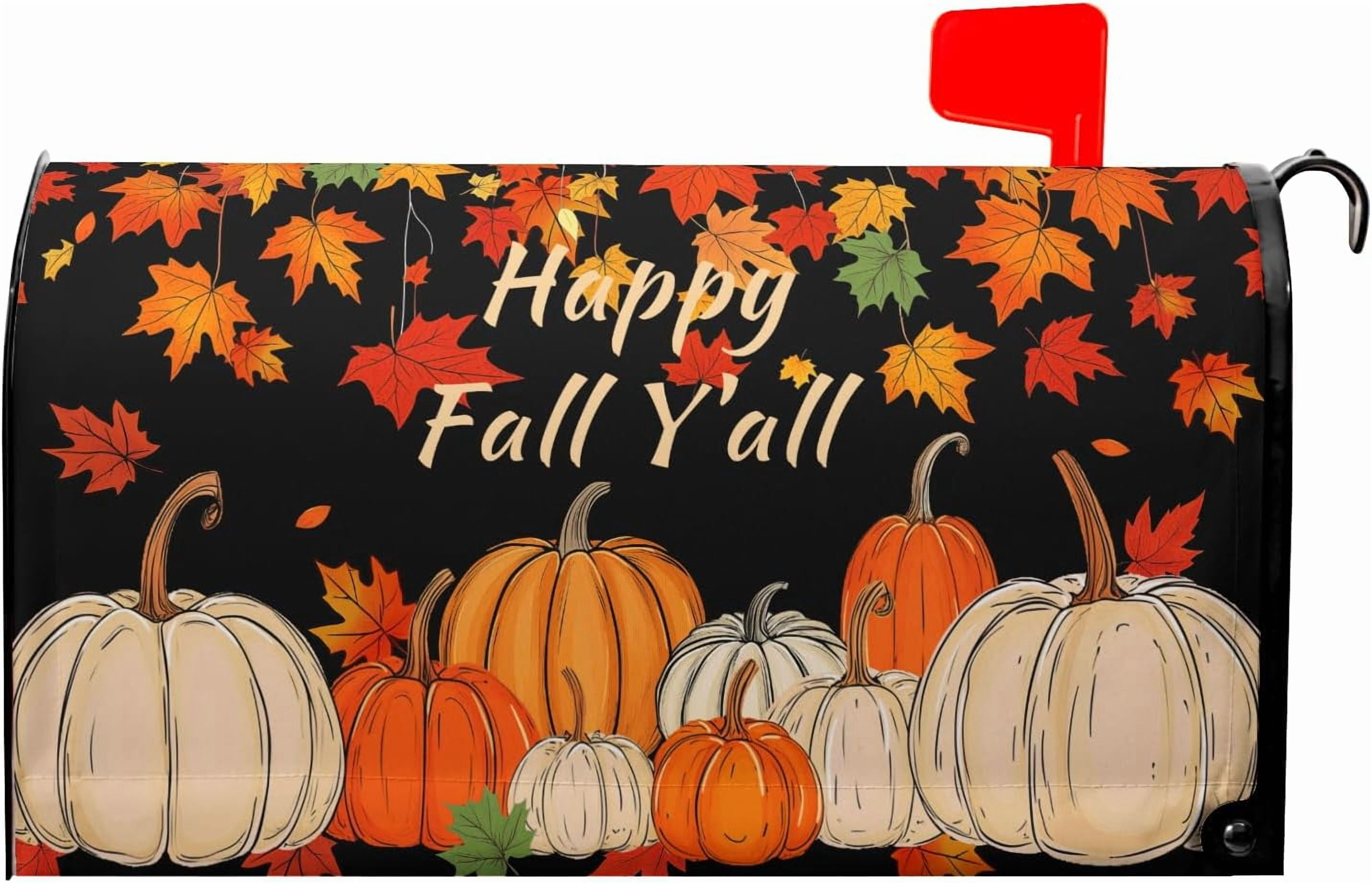 Happy Fall Y''all Pumpkin Mailbox Covers Magnetic Standard Size 18" X ...