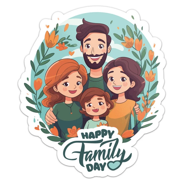 Happy Family Day Sticker Phone Decal Water Bottle Stickers Car Decals ...