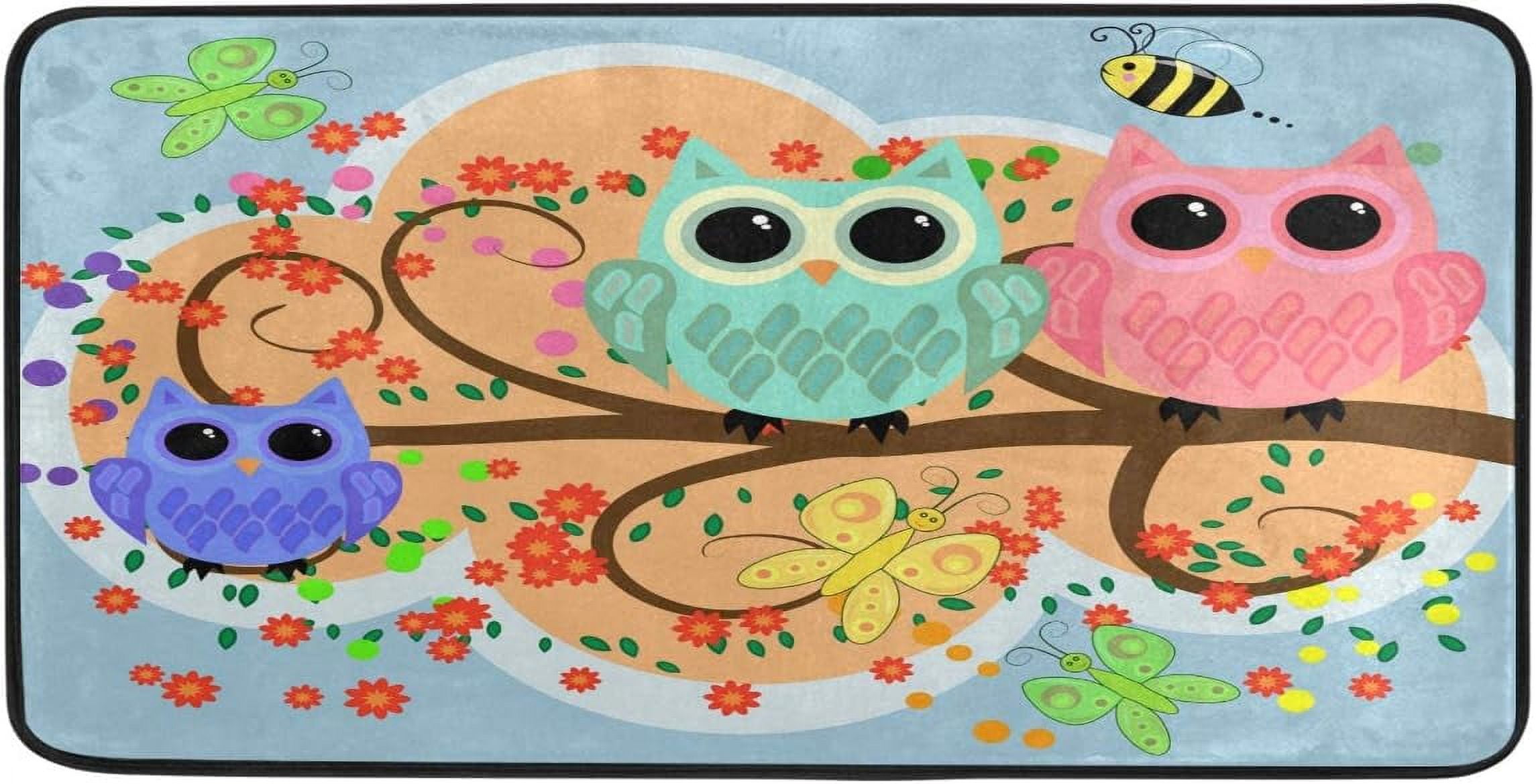 Happy Family of Owls Design Non-Slip Soft Kitchen Mats Bath Rug Runner ...