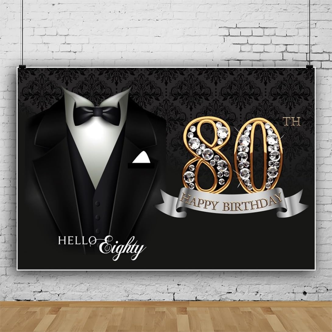 Happy Father'S Birthday Backdrop 80Th Anniversary Bday Party Background ...