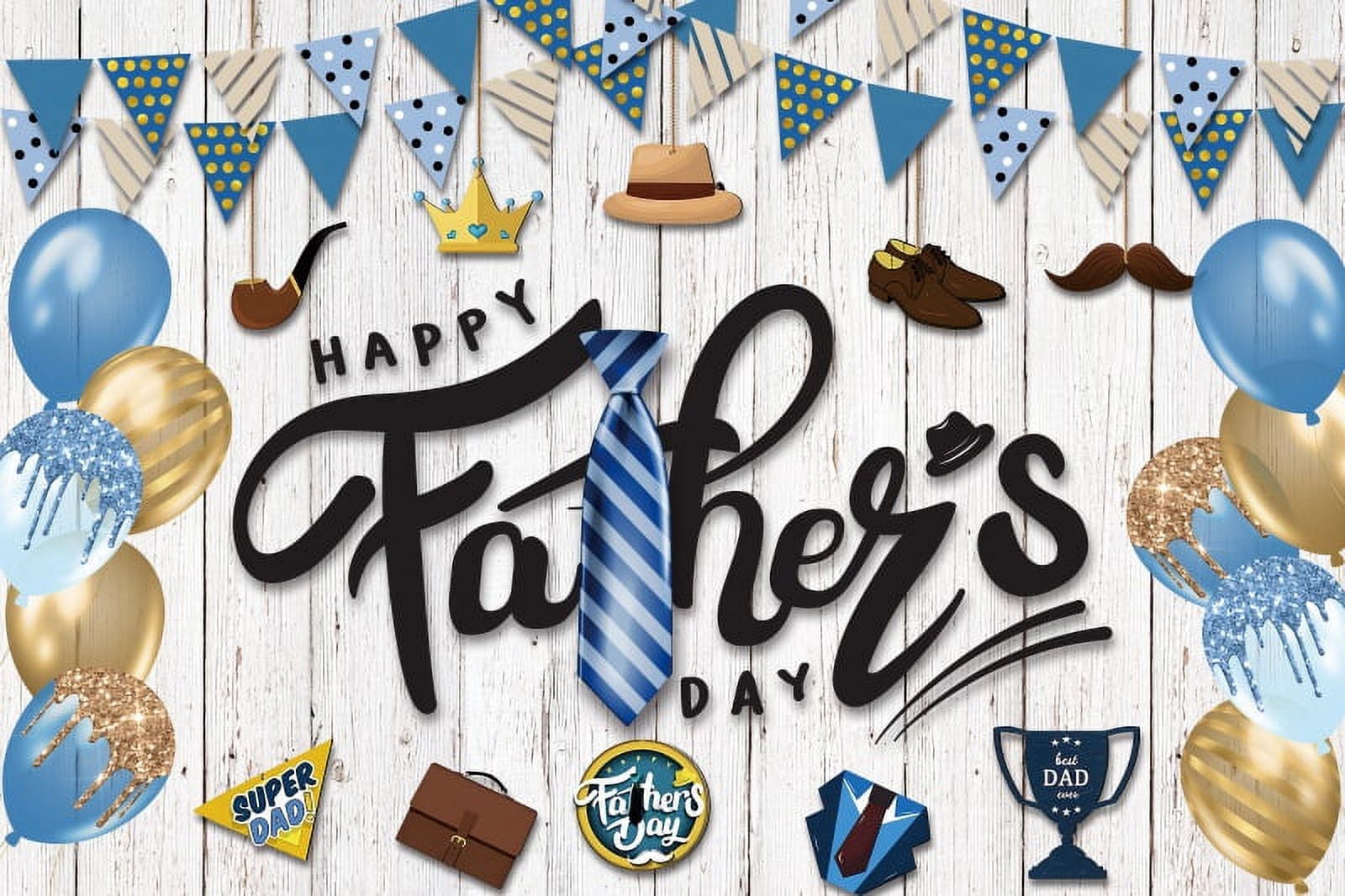 Happy Father's Day Backdrop Black and Gold Balloons Family Party Decor ...
