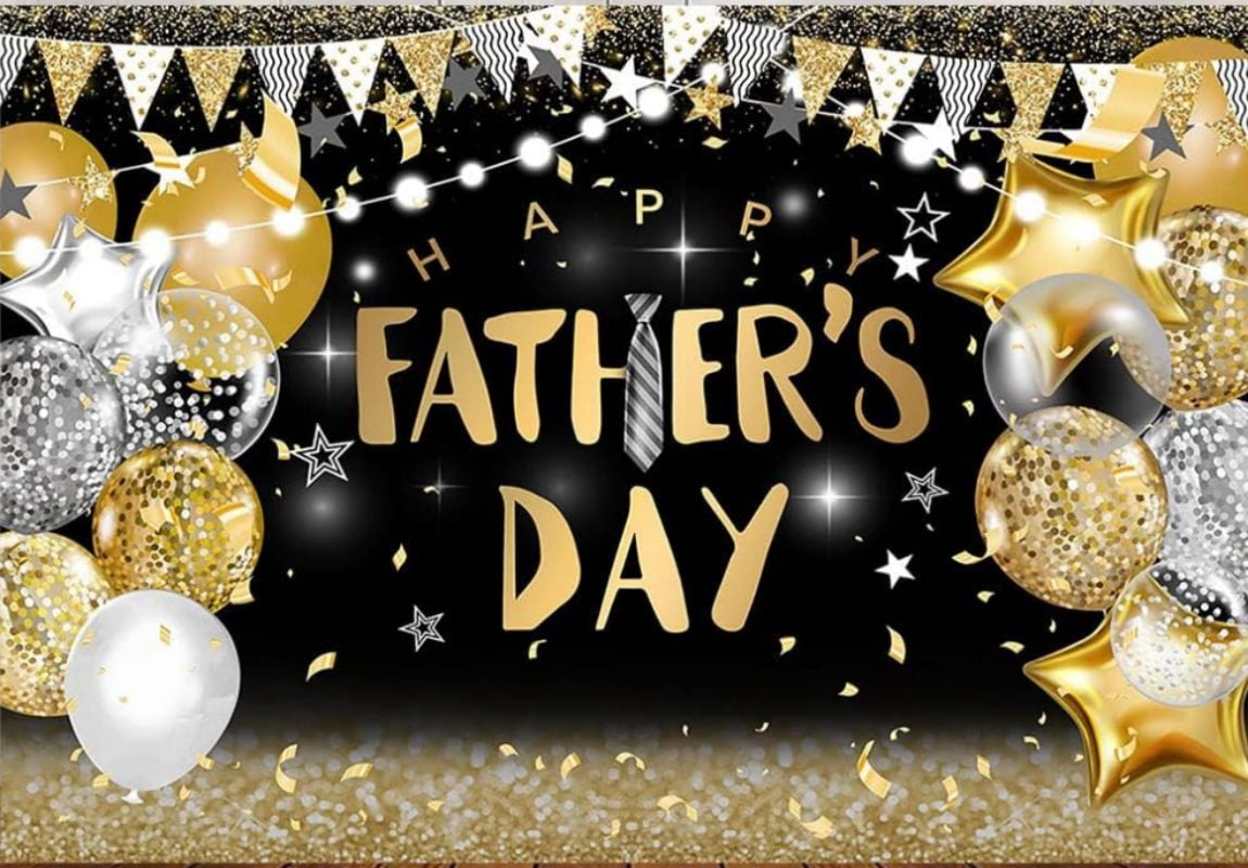 Happy Father's Day Backdrop Black and Gold Fathers Day Photography ...