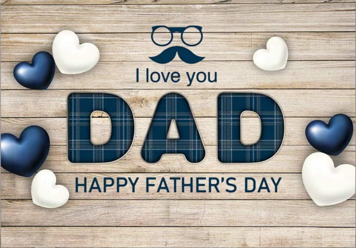 Happy Father's Day Backdrop Blue Heart Balloons Dreamy Haloes ...