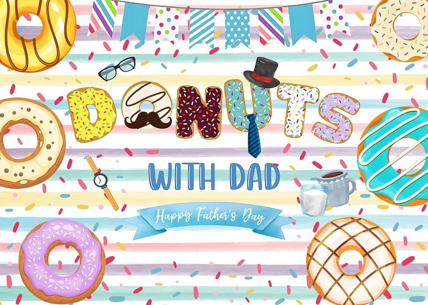 Happy Father's Day Backdrop Donuts with Dad Sprinkle Father's Day ...