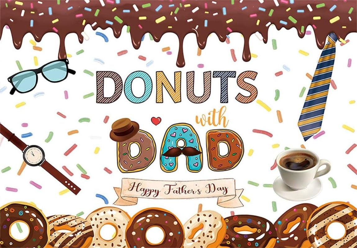 Happy Father's Day Backdrop Donuts Dad Sprinkles Decorations Banner ...