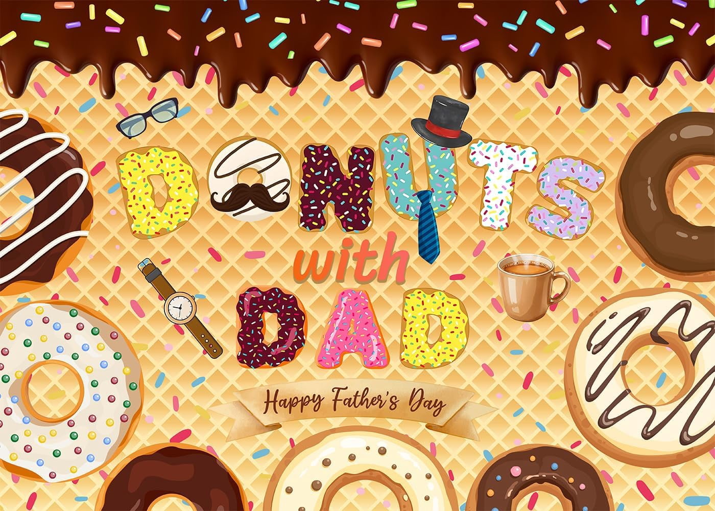 Happy Father's Day Backdrop Donuts with Dad Sprinkles I Love Dad ...