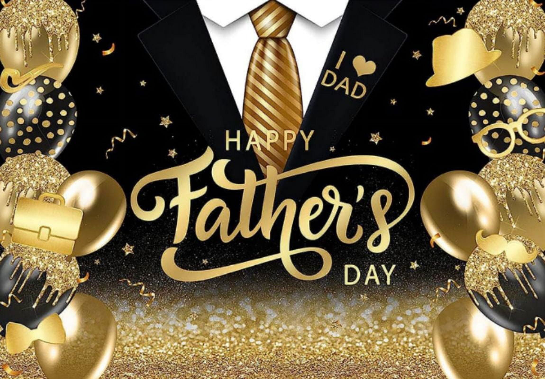Happy Father's Day Backdrop Gold Black Balloons Thanks Dad Theme Party ...