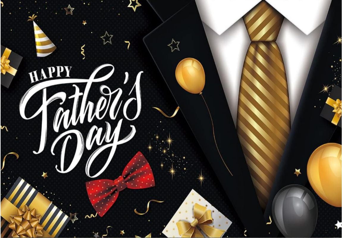Happy Father's Day Backdrop Gold Black Balloons Thanks Dad Theme Party ...