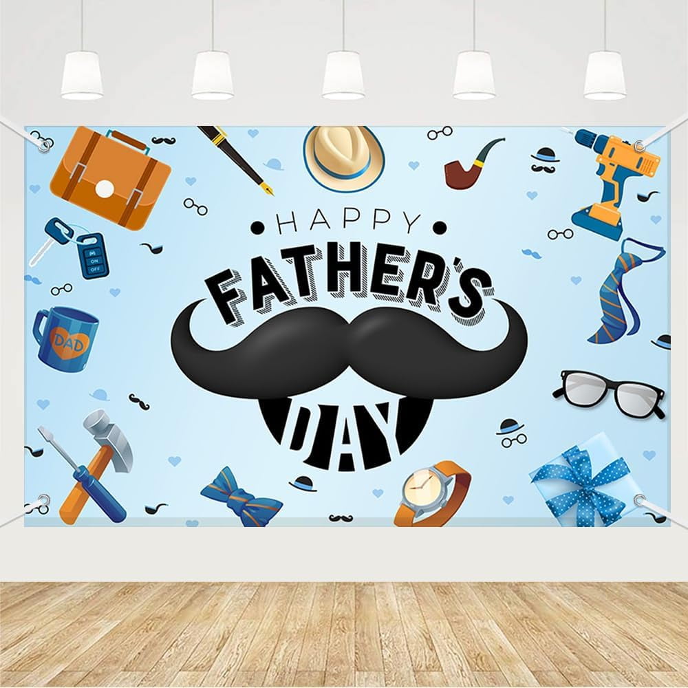 Happy Father's Day Backdrop I Love Dad Photography Background Blue ...
