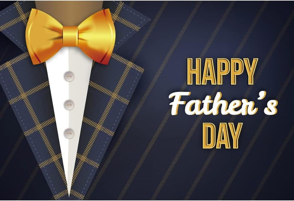 Happy Father's Day Backdrop I Love Dad Tuxedo Suit Golden Bow Tie White ...