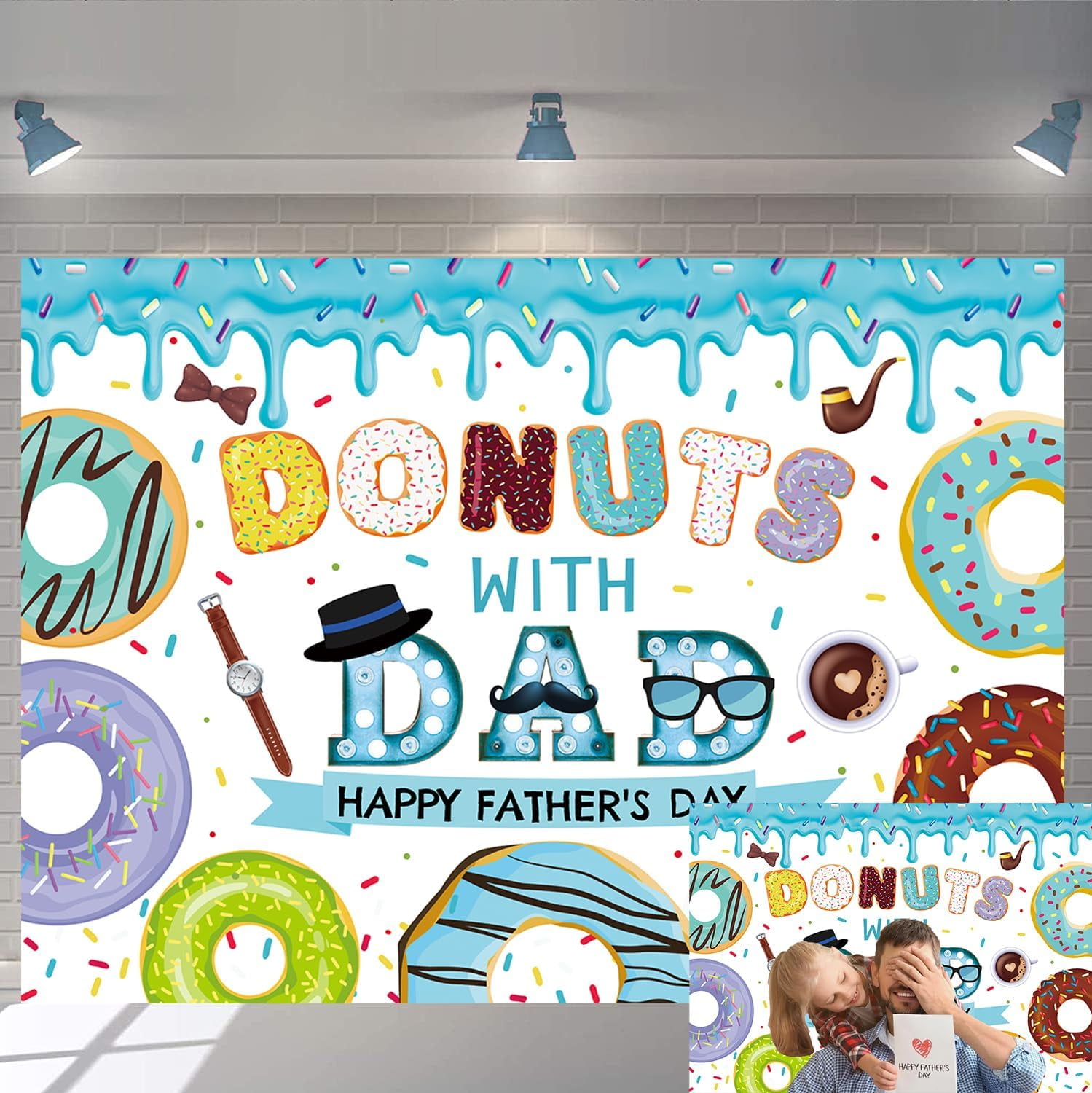 Happy Father's Day Backdrop for Photography Donuts with Dad Sprinkle ...