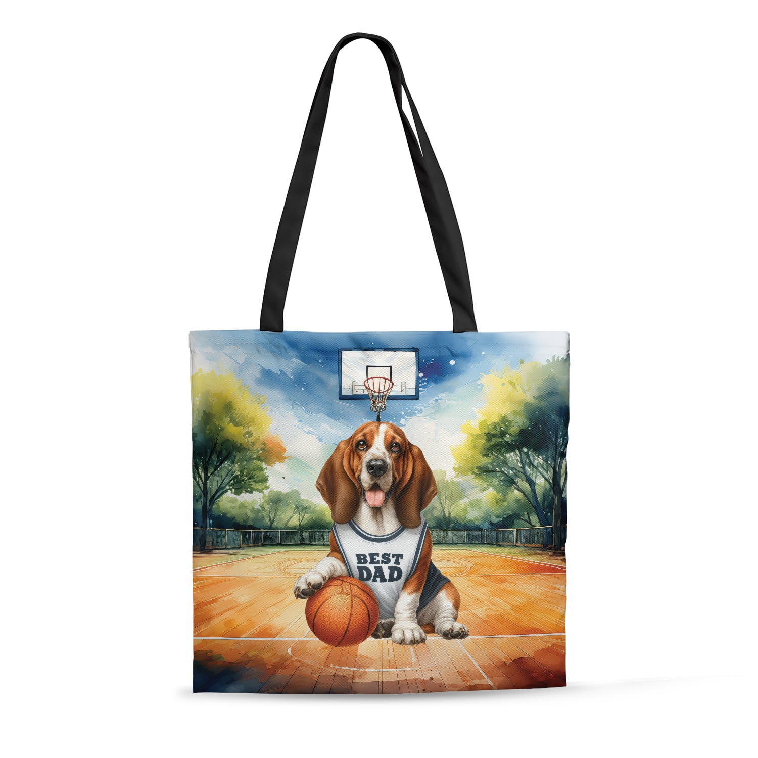 Happy Father's Day Basset Hound Playing Basketball with Best Dad Jersey ...