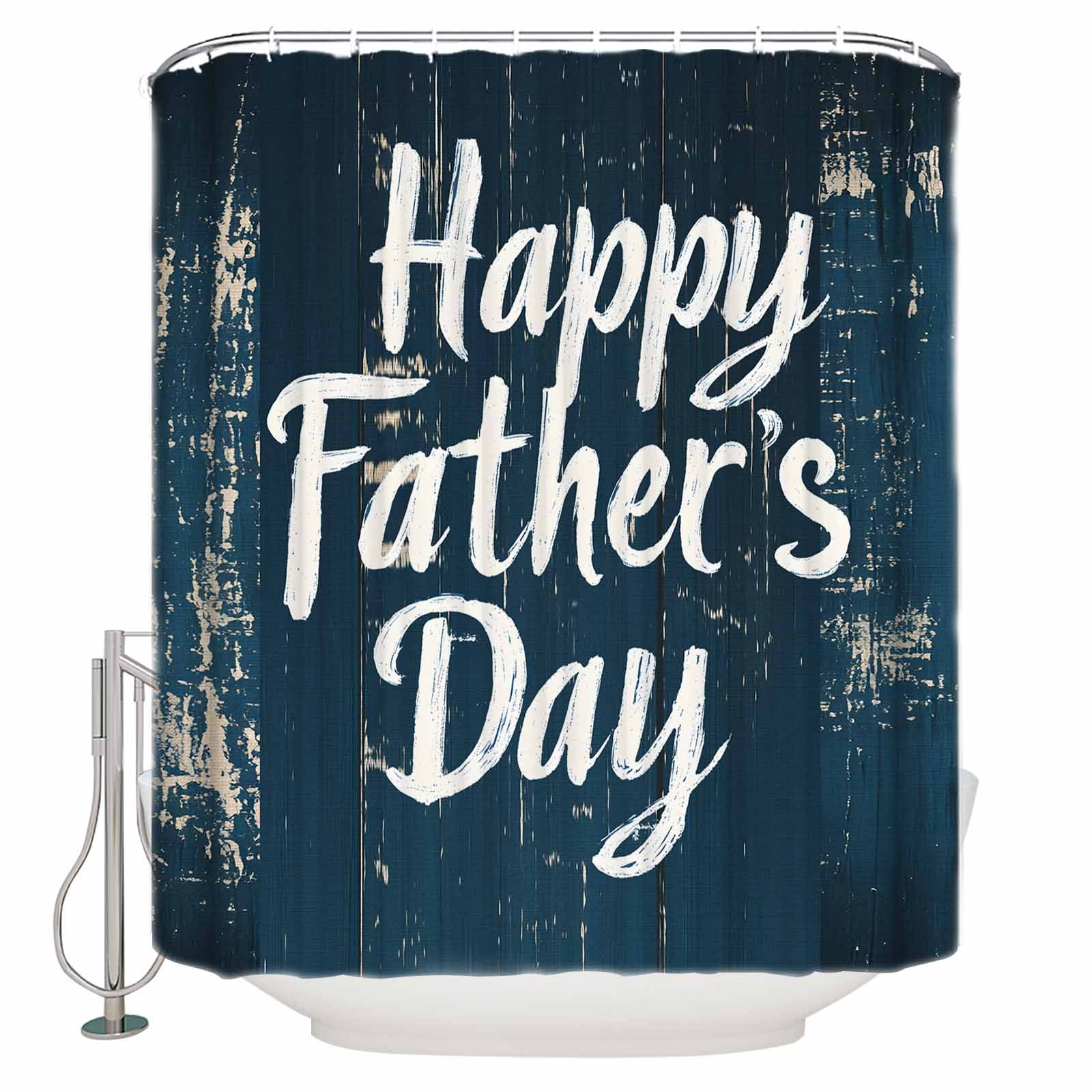 Happy Father's Day Bathroom Shower Curtains with 12 Hooks Polyester ...