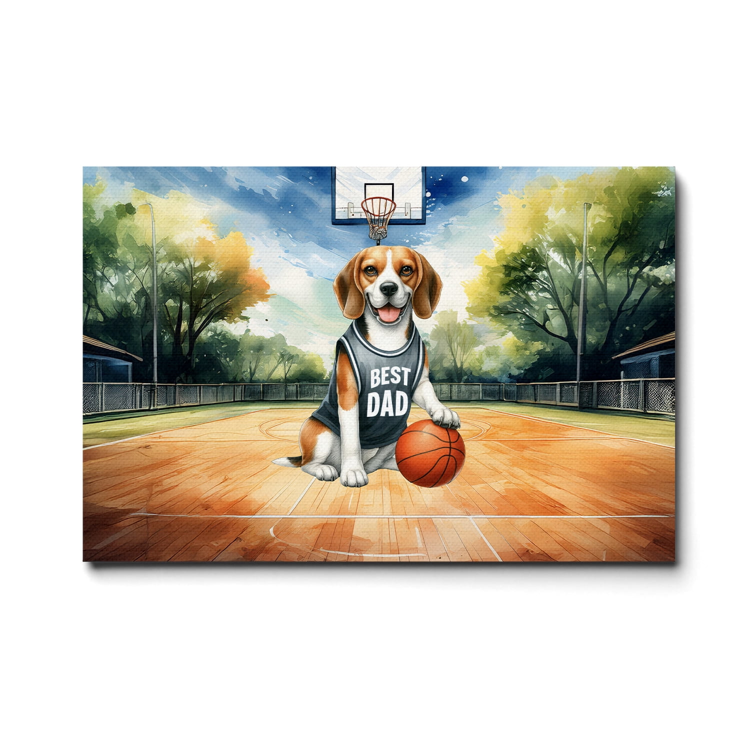 Happy Father's Day Beagle Playing Basketball with Best Dad Jersey ...