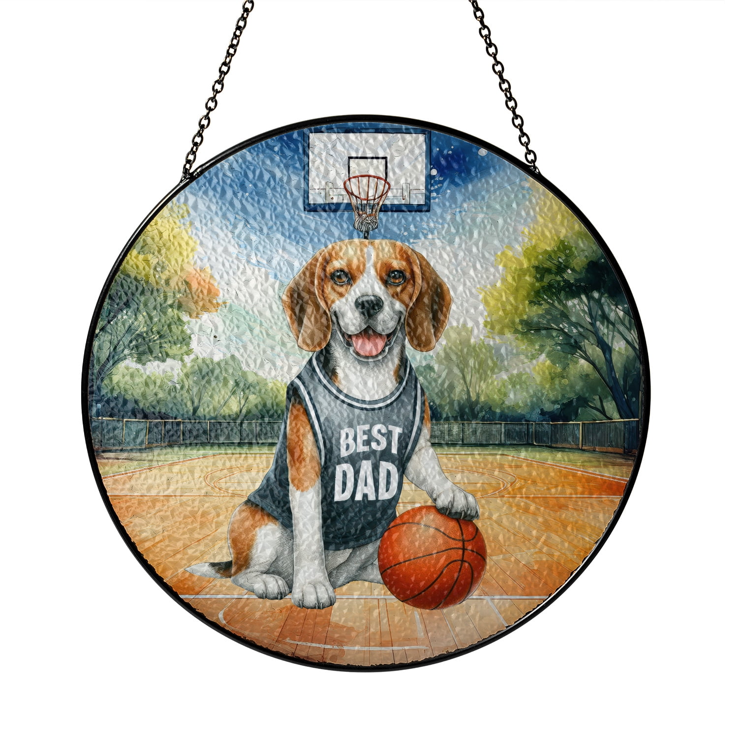 Happy Father's Day Beagle Playing Basketball with Best Dad Jersey ...