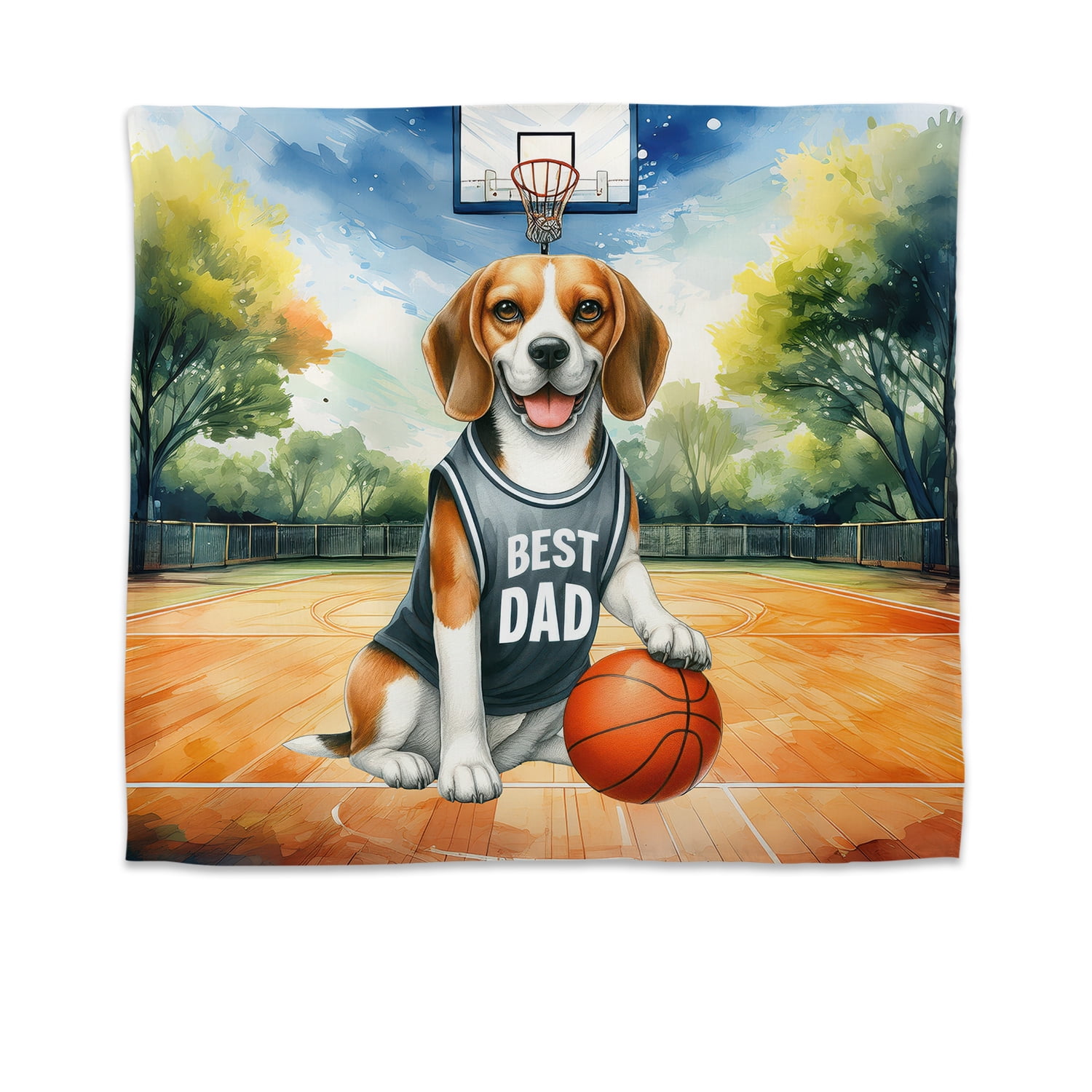 Happy Father's Day Beagle Playing Basketball with Best Dad Jersey ...