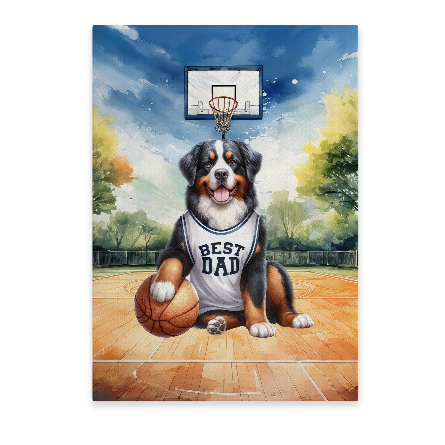 Happy Father's Day Bernese Mountain Dog Playing Basketball with Best ...