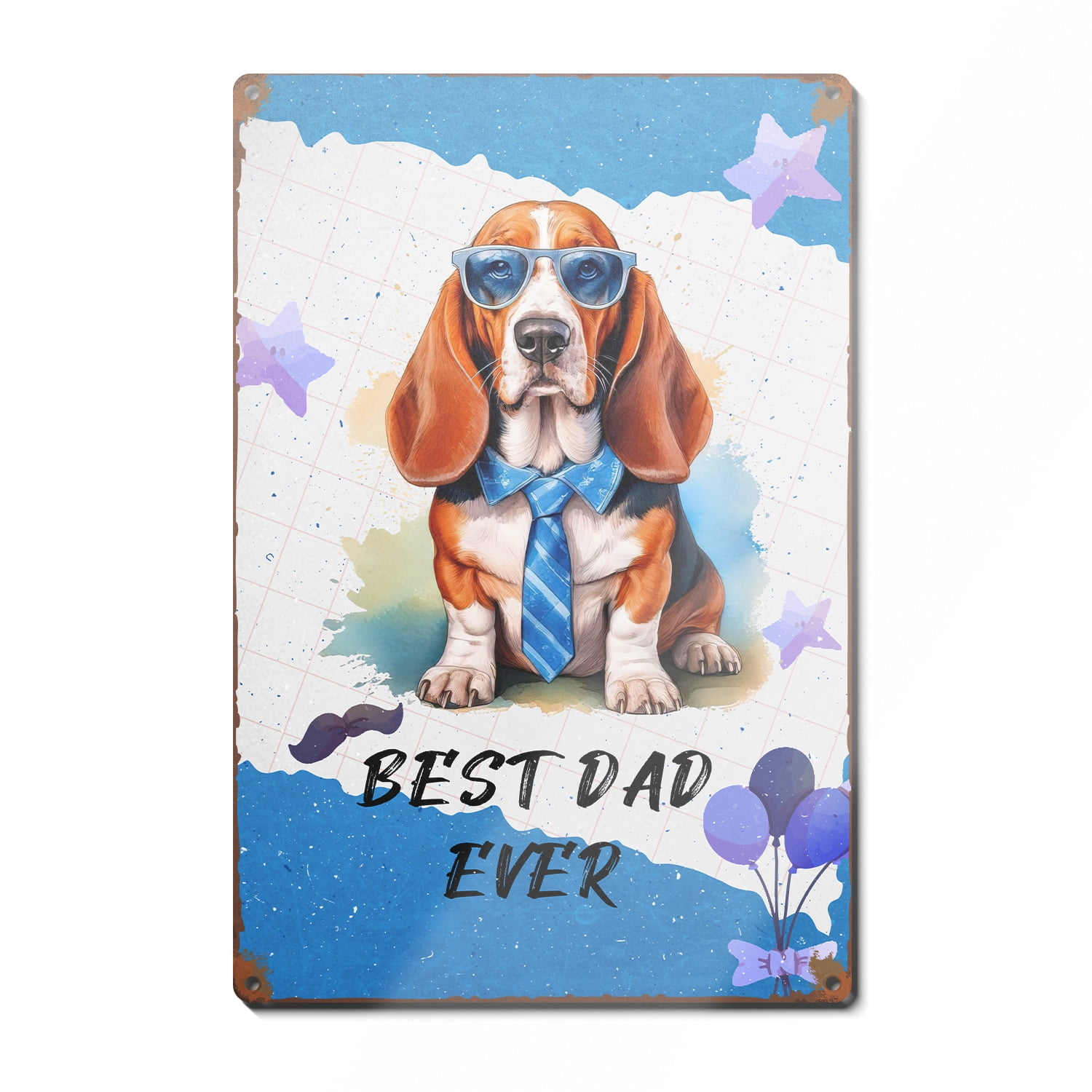 Happy Father's Day Best Basset Hound Cool Dad Ever Vertical Metal ...