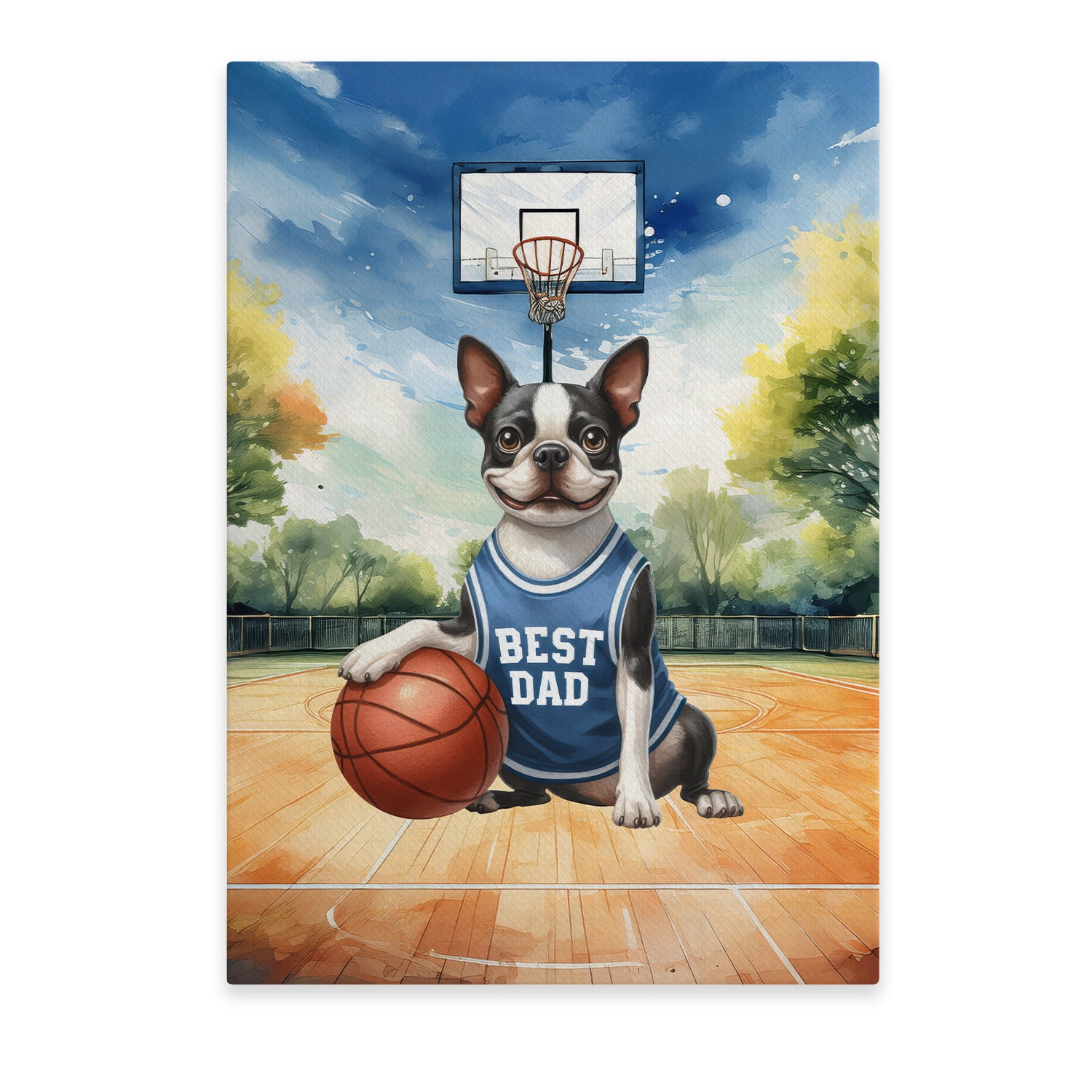 Happy Father's Day Boston Terrier Playing Basketball with Best Dad ...