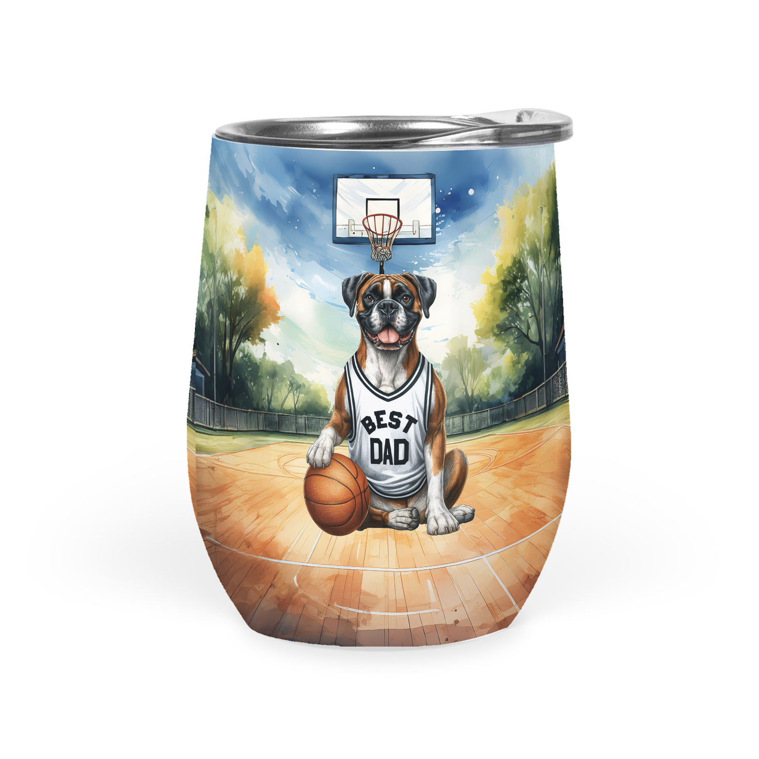 Happy Father's Day Boxer Playing Basketball with Best Dad Jersey 12oz ...