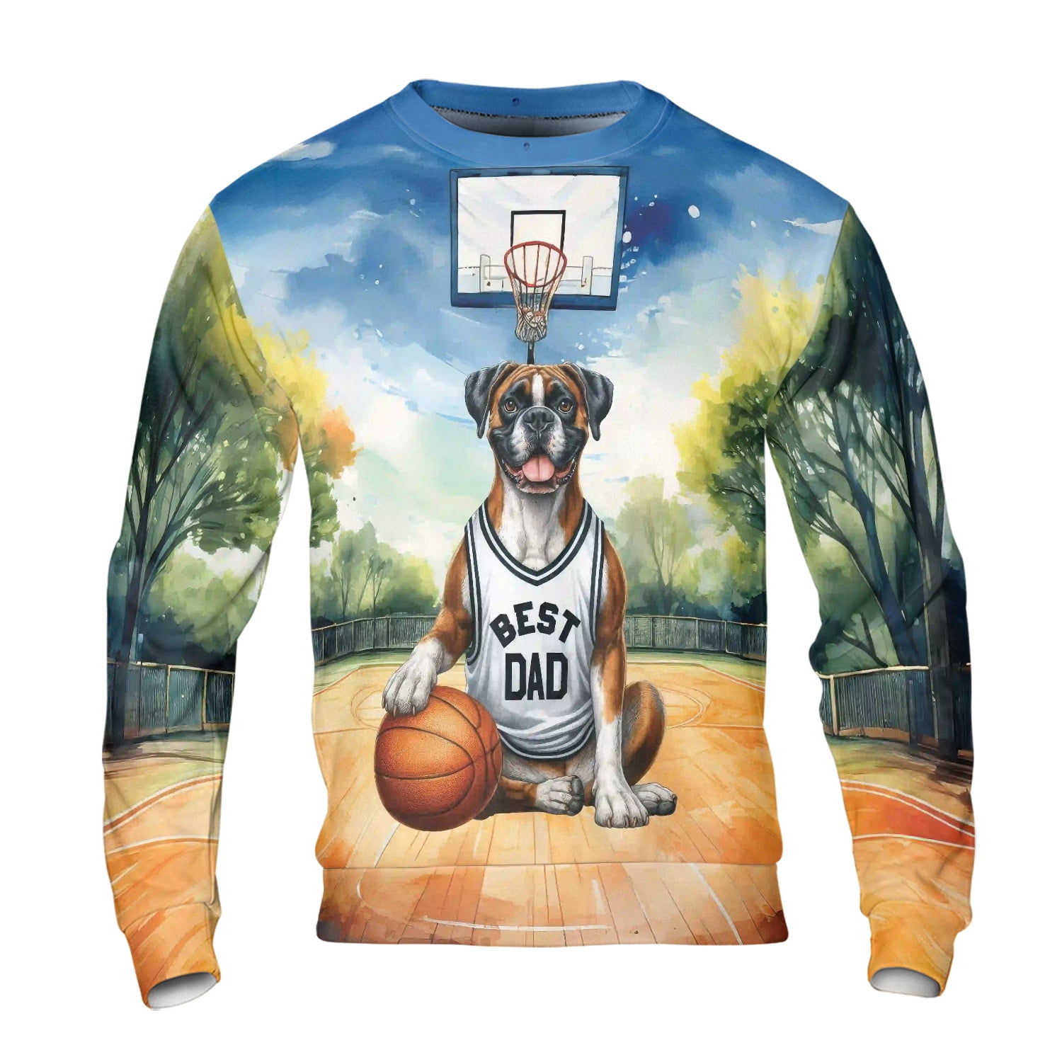 Happy Father's Day Boxer Playing Basketball with Best Dad Jersey All ...