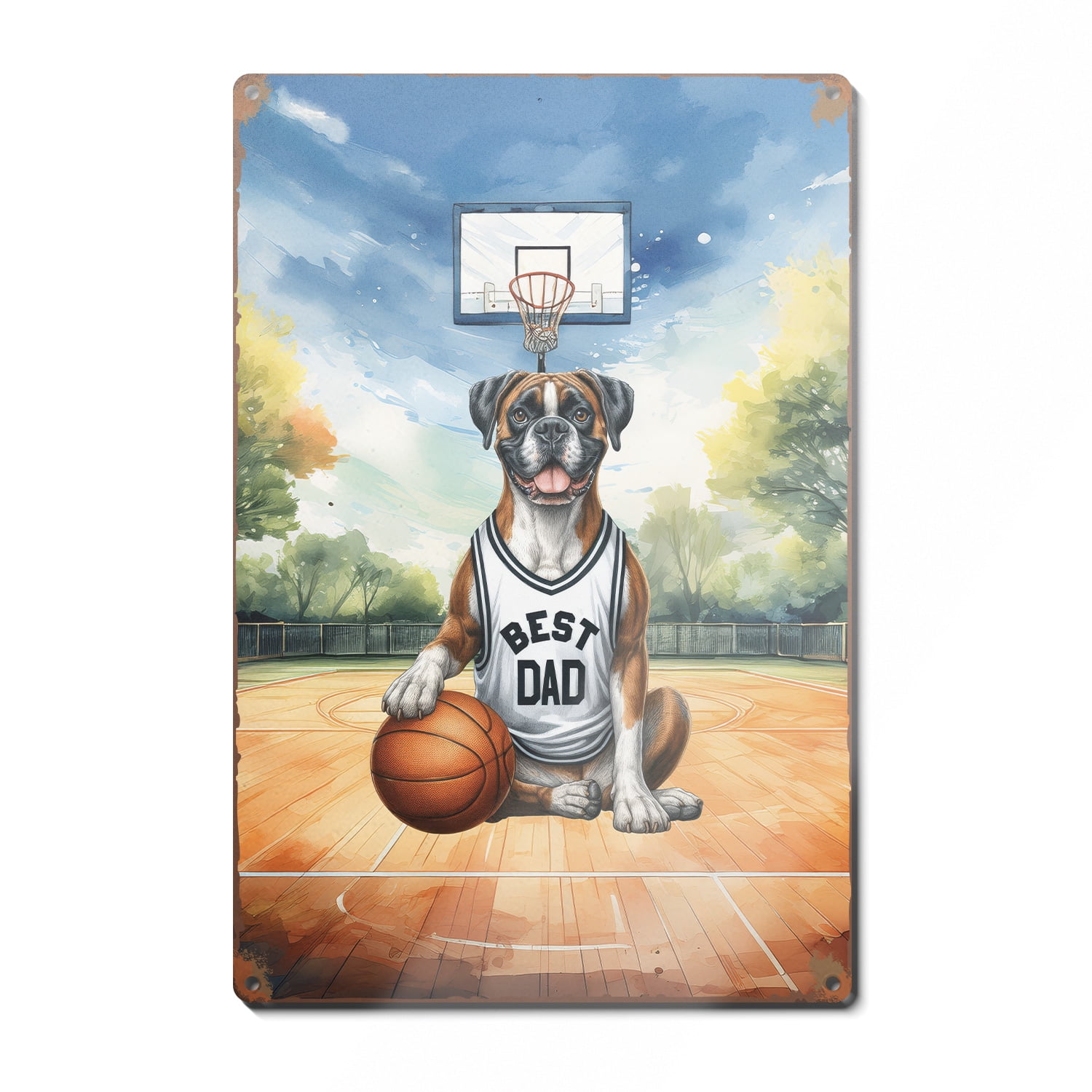 Happy Father's Day Boxer Playing Basketball with Best Dad Jersey ...