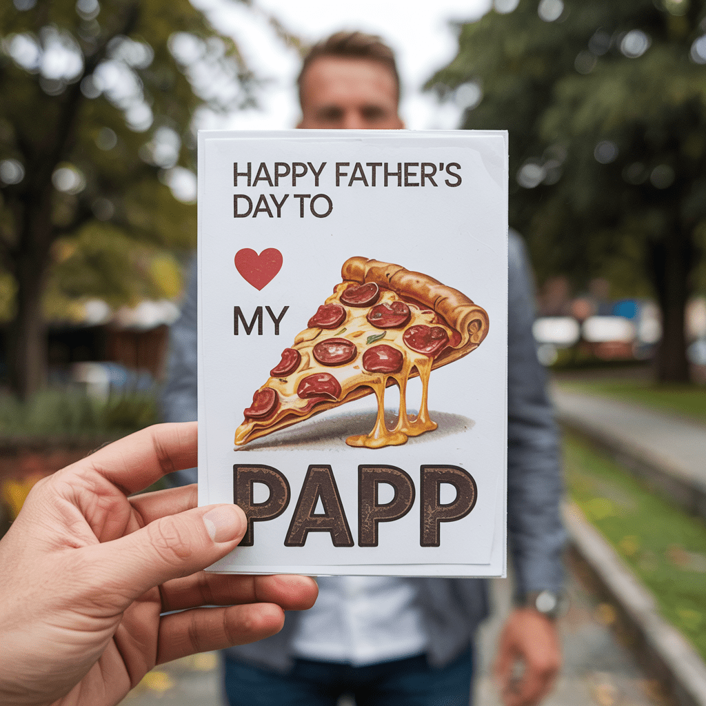 Happy Father's Day Card – Fun Pizza Design for Dad – Blank Inside with ...