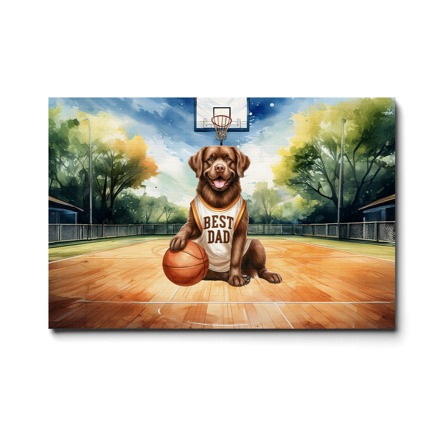 Happy Father's Day Chesapeake Bay Retriever Playing Basketball with ...