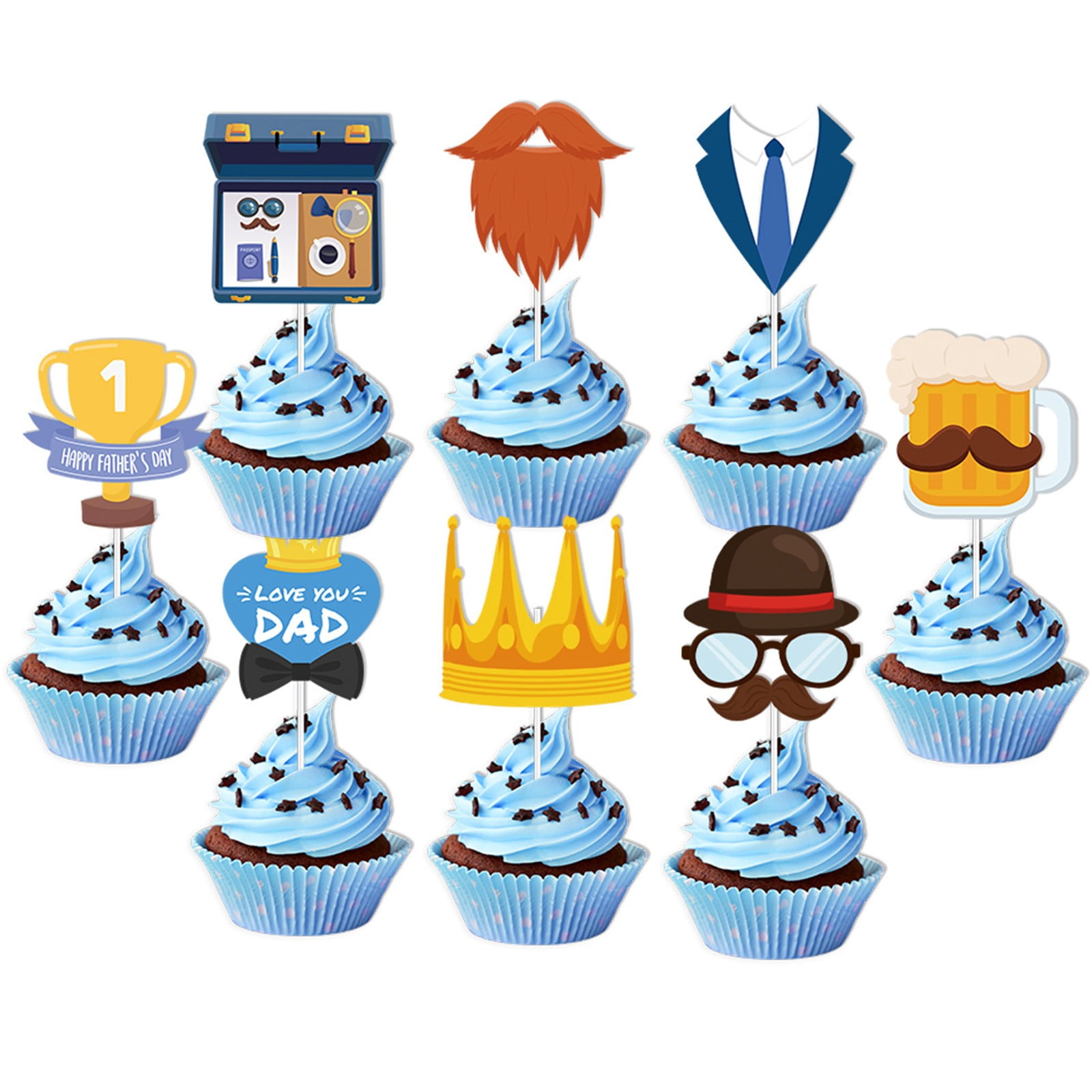 Happy Father’s Day Cupcake Toppers 12 pcs Dad Cupcake Picks Best Dad ...
