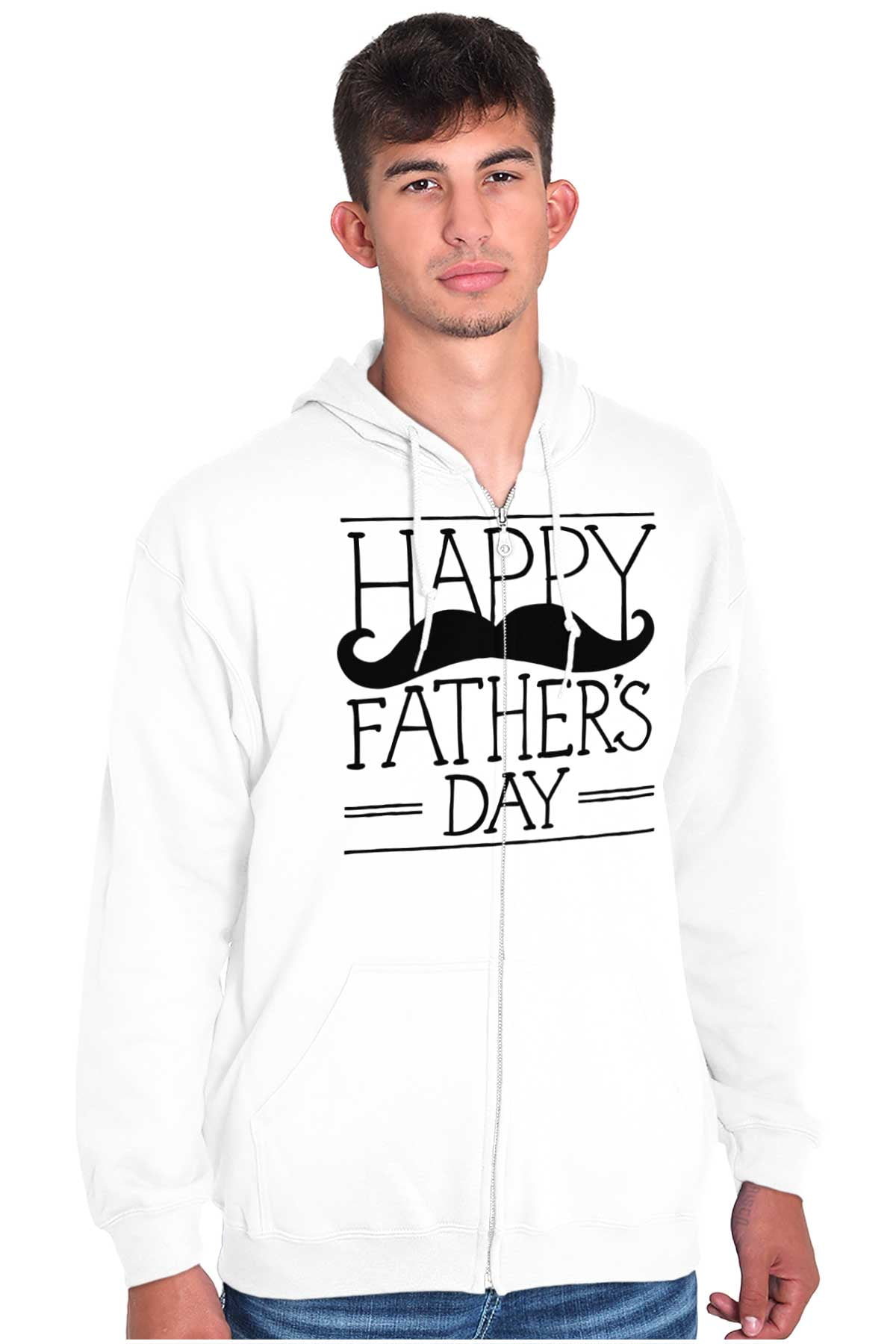Happy Father's Day Dad Mustache Men's Big & Tall Graphic Zip Up Hoodie ...