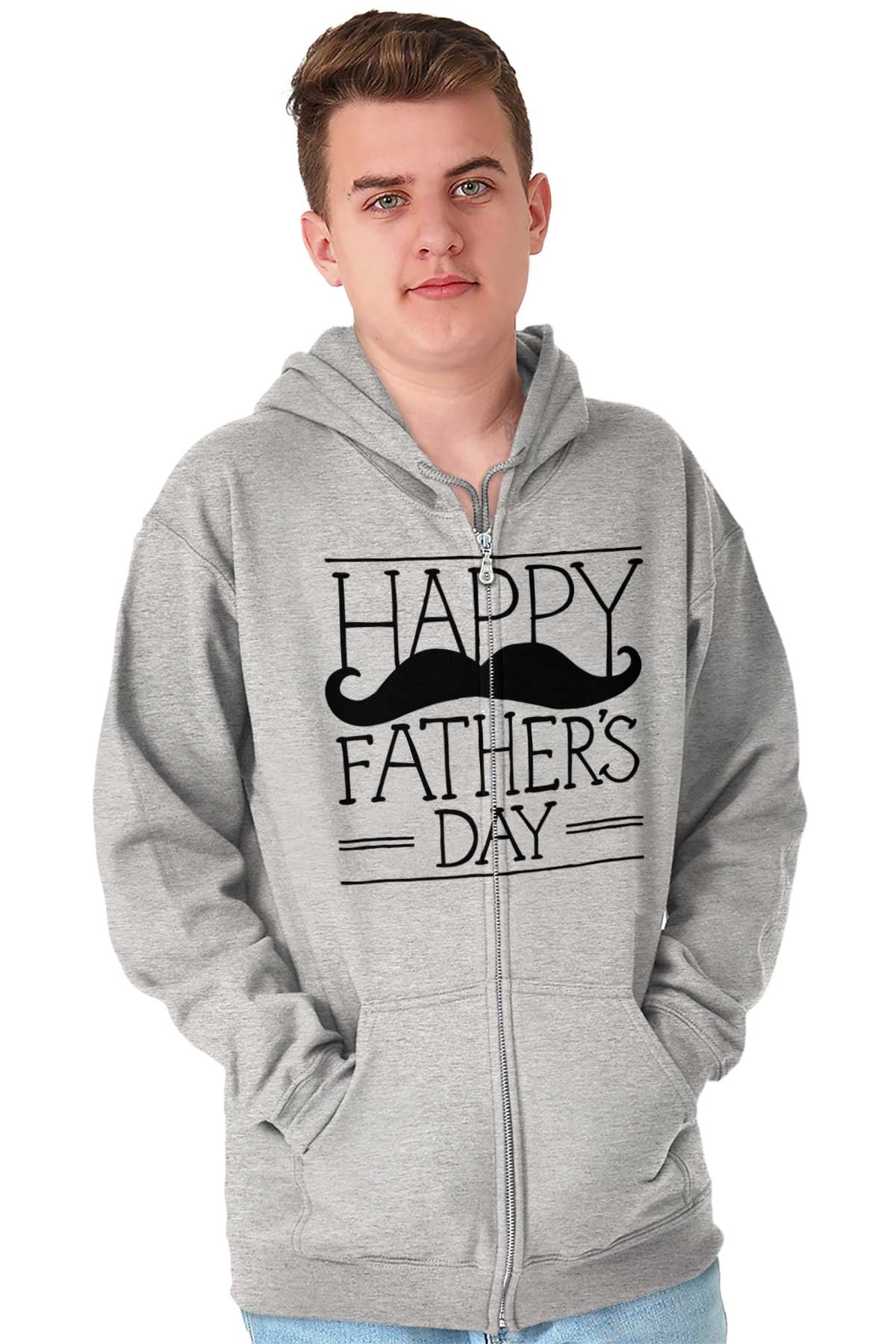 Happy Father's Day Dad Mustache Men's Big & Tall Graphic Zip Up Hoodie ...